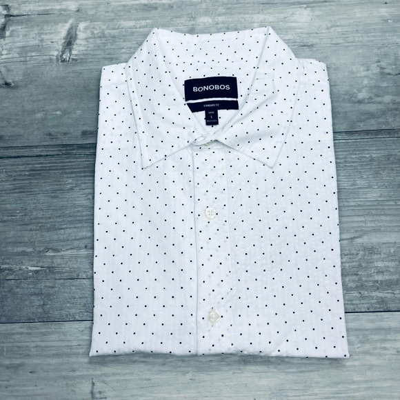 Bonobos | Shirts | Bonobos White W Navy Polka Dot Seersucker Shirt Lt ...